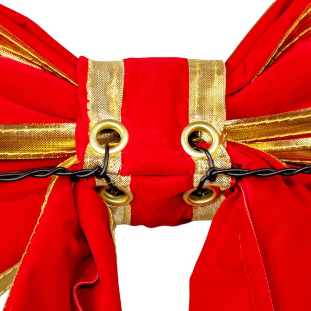 8" Red w/Gold Trim 3D Christmas BowNovelty Lights | LED Christmas ...