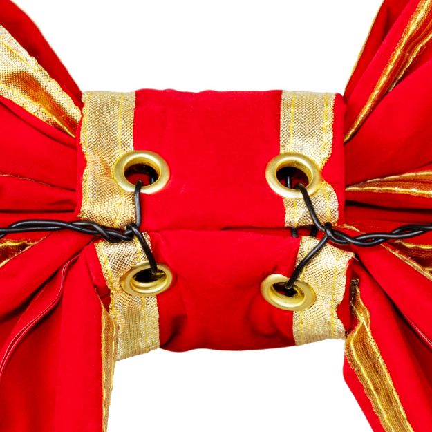 12" Red w/Gold Trim 3D Christmas BowNovelty Lights | LED Christmas ...