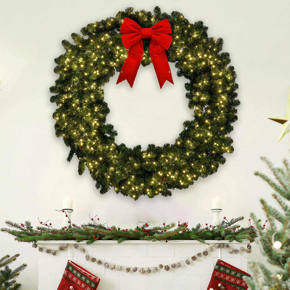 15" Red 3D Velvet Christmas BowNovelty Lights | LED Christmas Lights ...