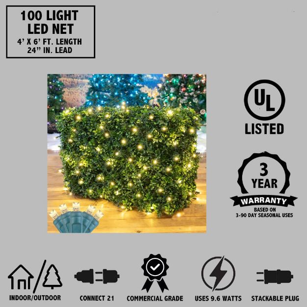 Warm White LED Net Lights 4' X 6' - Novelty Lights IncNovelty Lights ...