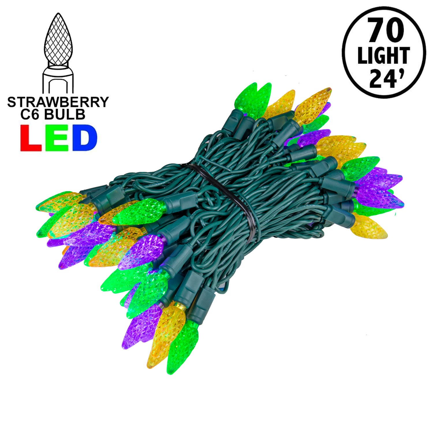 Commercial C6 LED 70 Light Purple Yellow and Green Strawberry Mini ...
