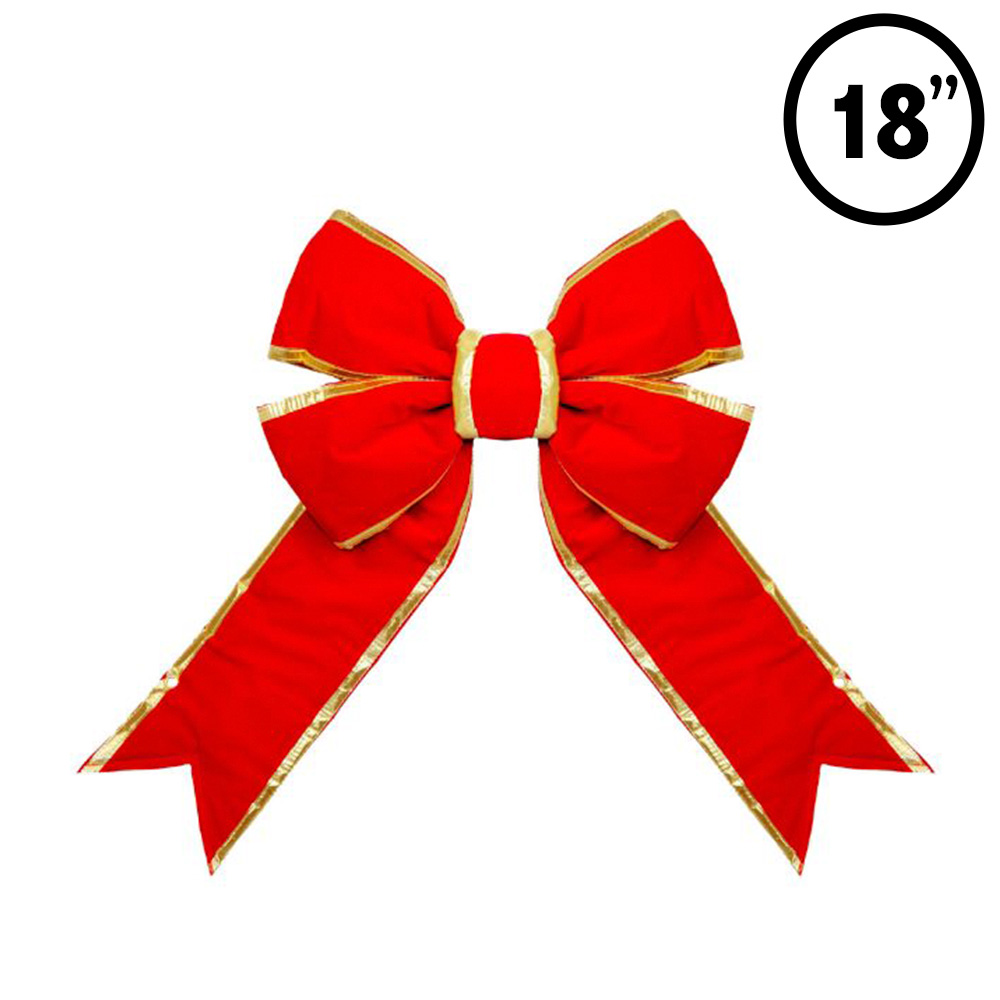 18" Red w/Gold Trim 3D Christmas BowNovelty Lights | LED Christmas ...