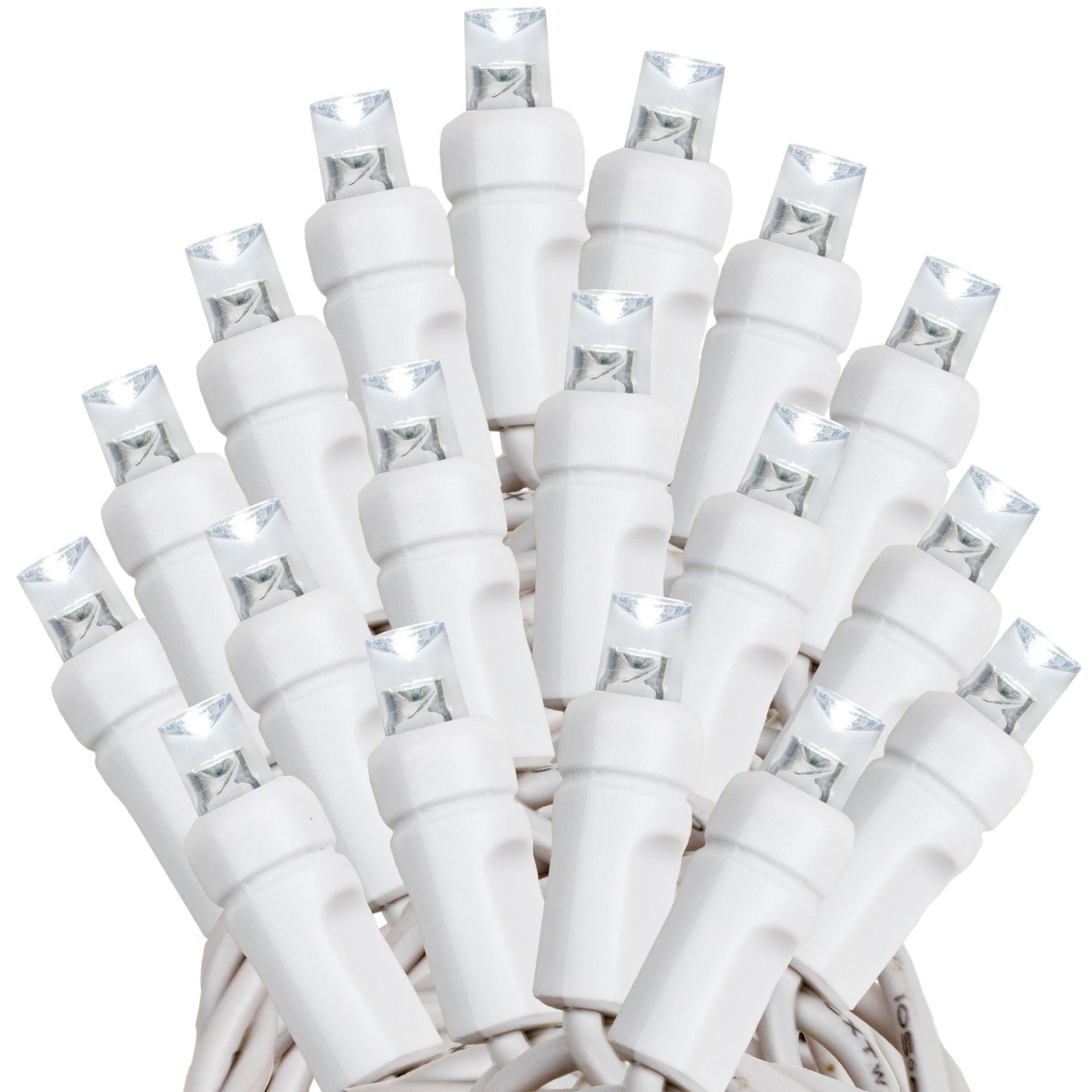 Wide Angle Pure White 100 Bulb LED Christmas Lights Sets on White ...