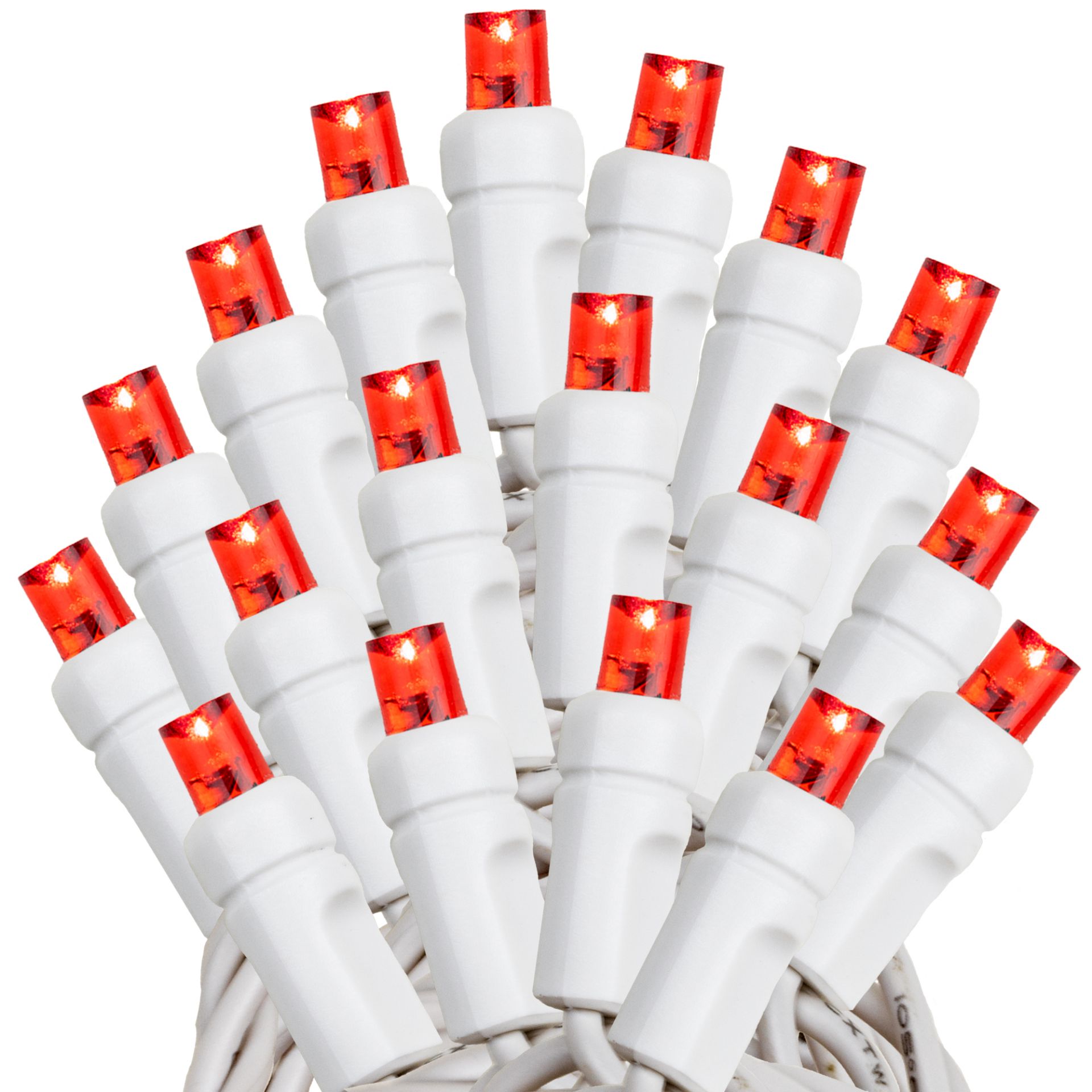 White Wire Wide Angle Red 50 Bulb LED Christmas Lights Sets 11 Feet ...