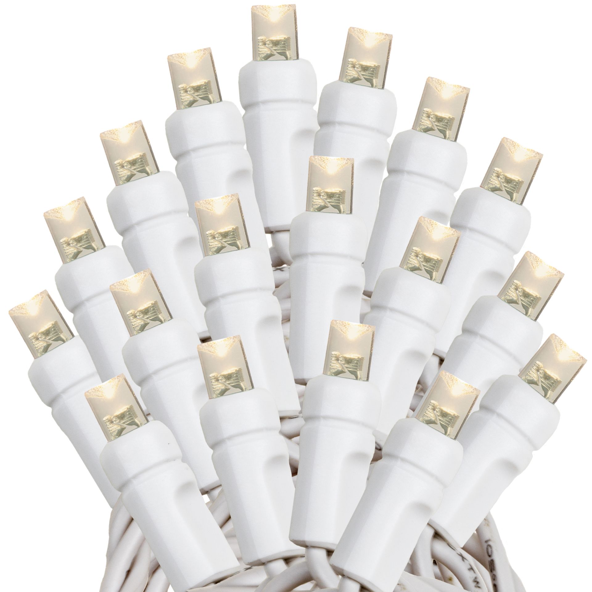 Twinkling LED Christmas Lights on White Wire with 50 Wide Angle Warm ...