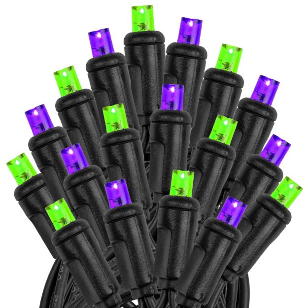*NEW* True Twinkle LED Mini Lights 50 LED Purple & Lime 25' Long Black ...