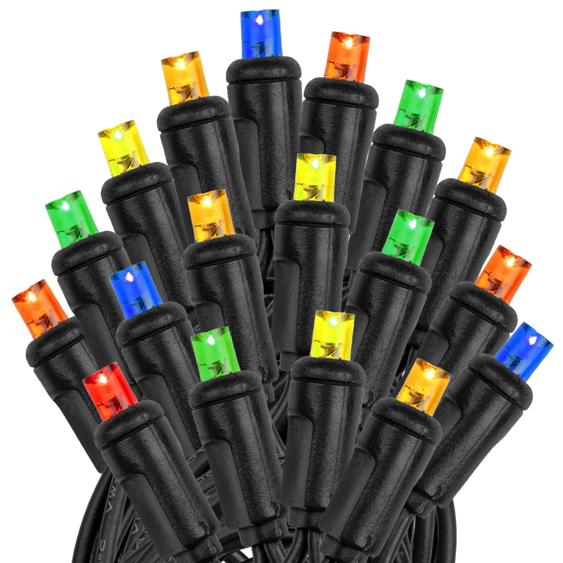 50 Wide Angle Multi LED Mini Christmas Lights Sets 11 Feet on Black ...