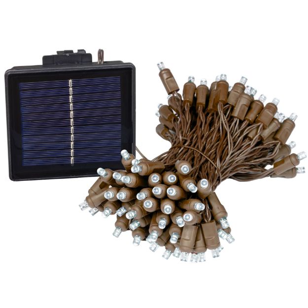 Pure White Solar Christmas lights with 100 Bulbs 4" Spacing - Novelty ...
