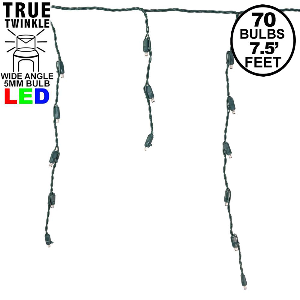 *NEW* True Twinkle Warm White LED Icicle Lights on green Wire - Novelty ...