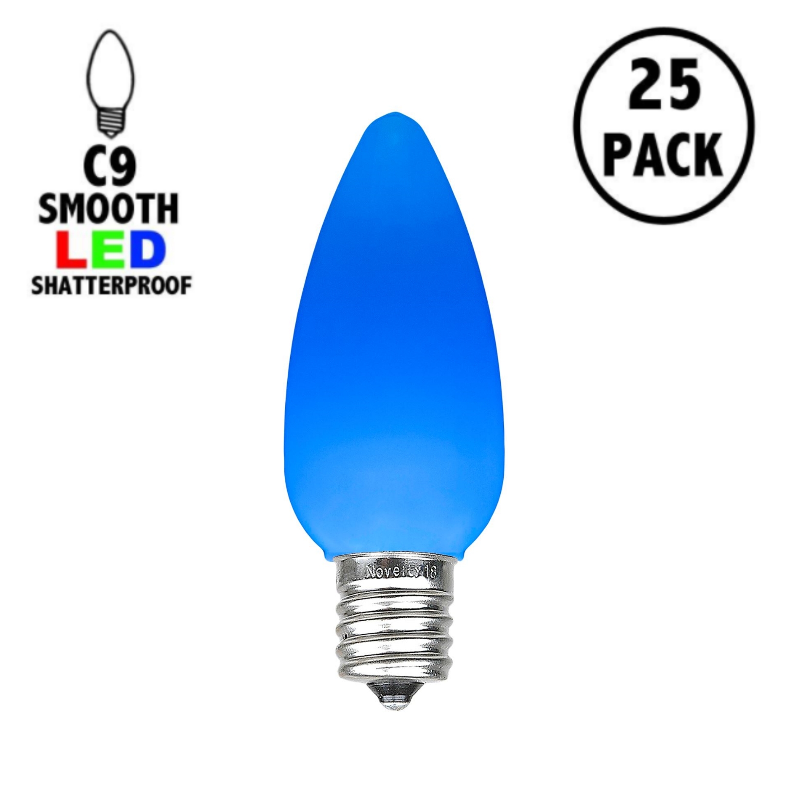 Light Blue LED C9 Ceramic Christmas Bulbs - Novelty Lights Novelty ...