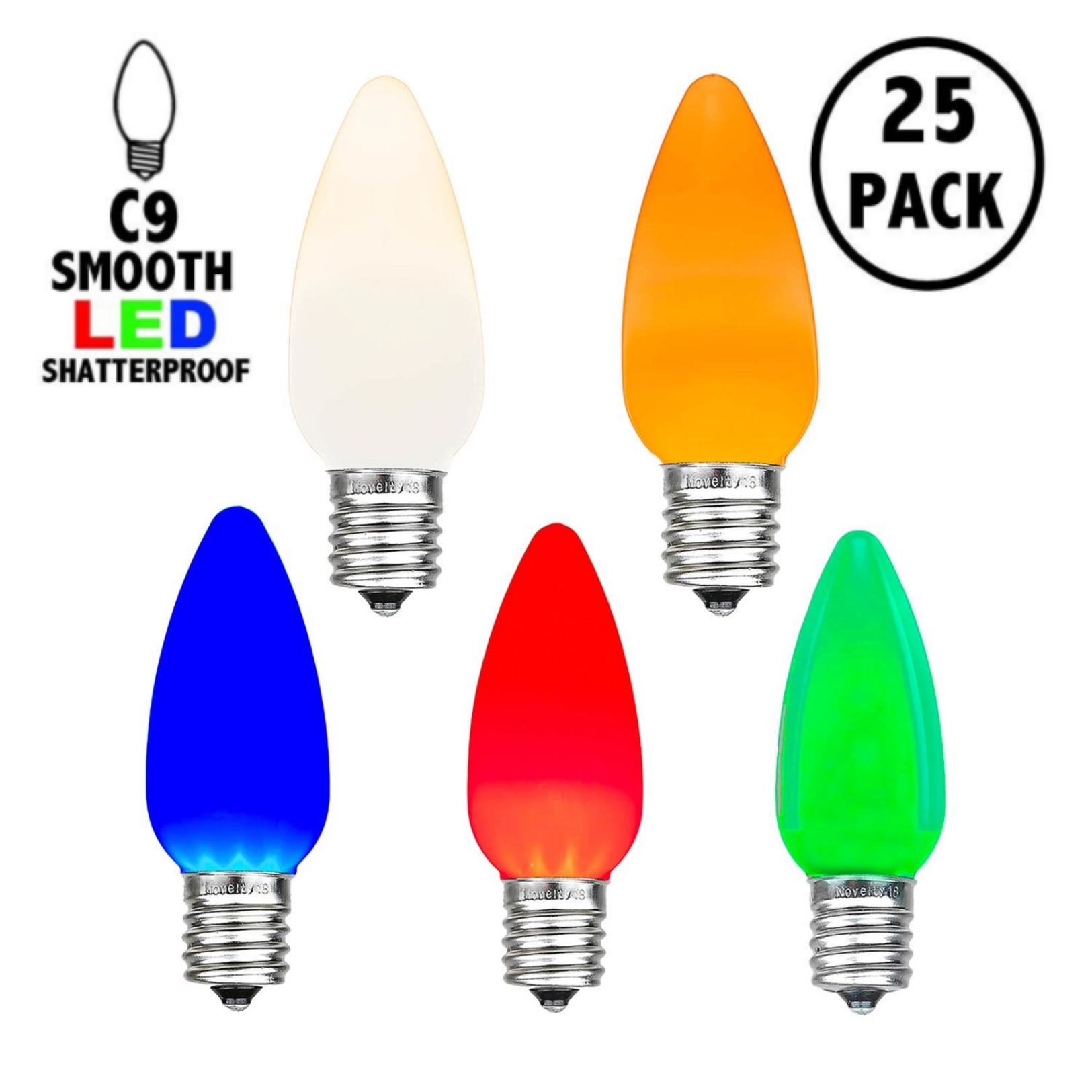 Multi Colored LED C9 Ceramic Christmas Bulbs - Novelty Lights Novelty ...