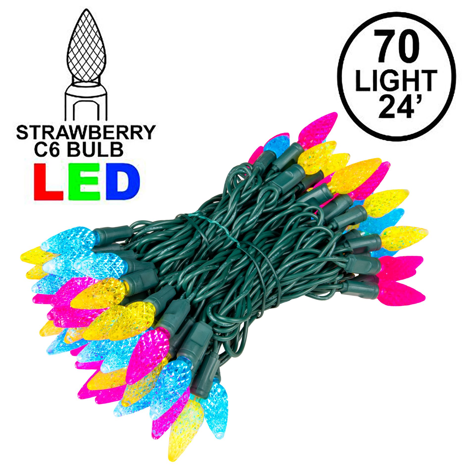Commercial C6 LED 70 Light Purple Yellow and Green Strawberry Mini ...
