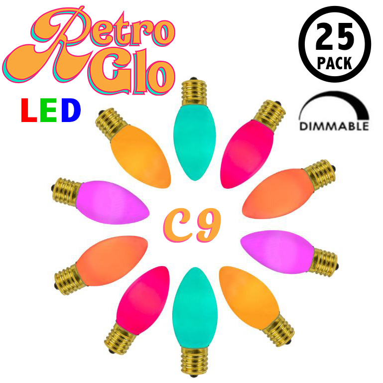 C9 RetroGlo Groovy Multi Colored Ceramic LED Replacement Bulbs ...