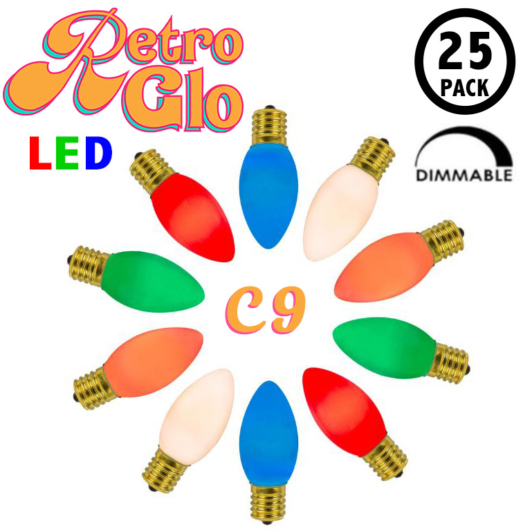 C9 RetroGlo Vintage Multi Colored Ceramic LED Replacement Bulbs ...
