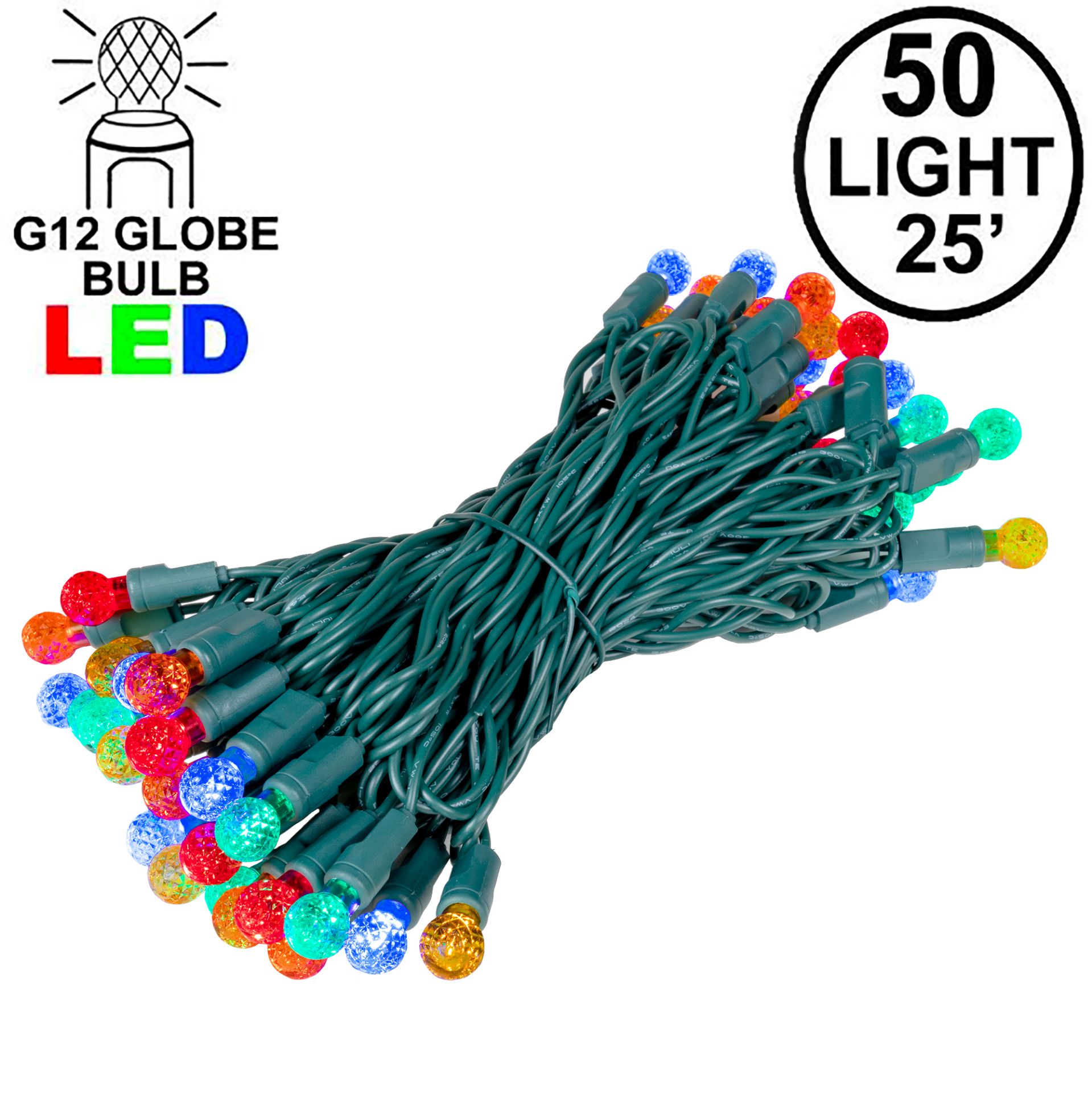 6" Spacing G12 Pure White LED Christmas Lights - Novelty LightsNovelty ...