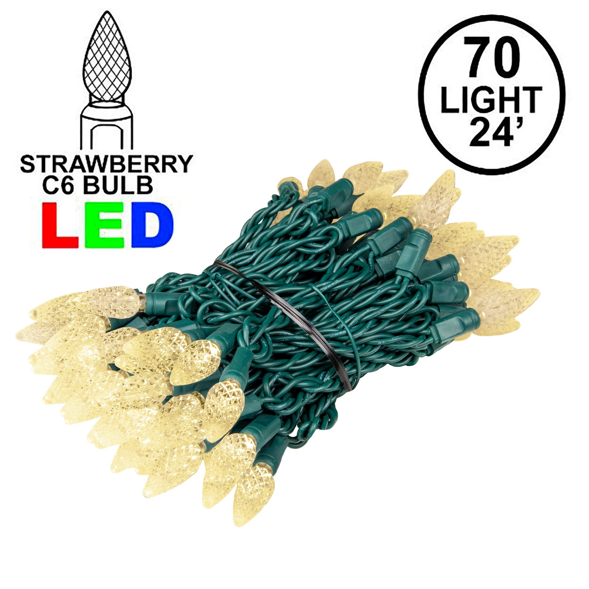 Commercial C6 LED 70 Light Warm White Strawberry Mini LightsNovelty Lights | LED Christmas ...