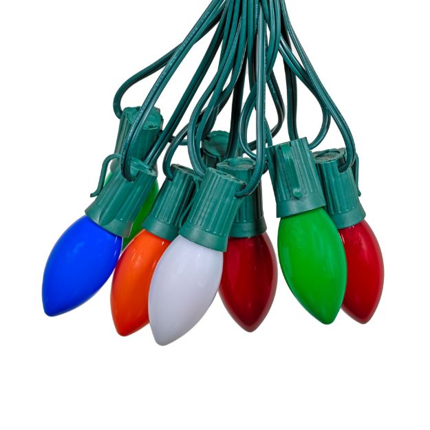 LED C9 Plastic 25L Ceramic Multi Color Light Set 25' Green Wire ...