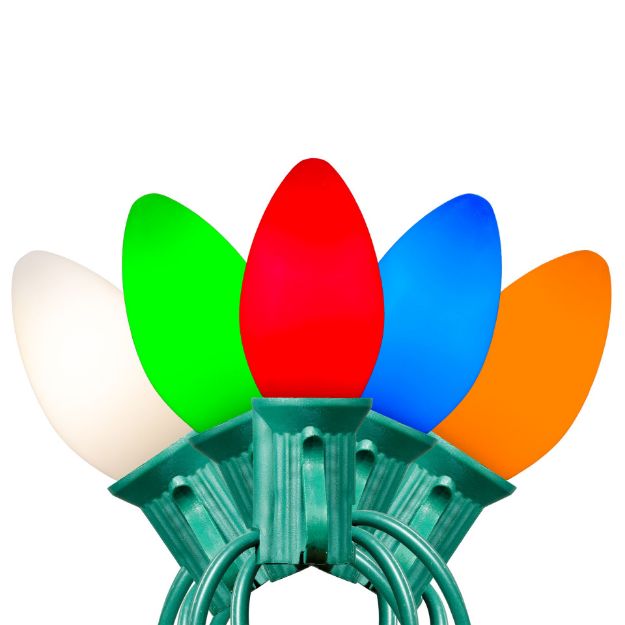 LED C7 Plastic 25L Ceramic Multi Color Light Set 25' Green Wire ...