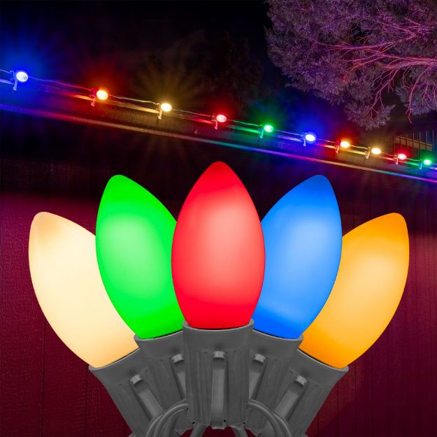 LED C9 Plastic 25L Ceramic Multi Color Light Set 25' Black Wire ...