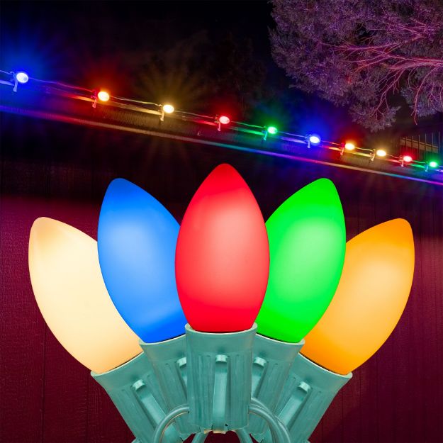 LED C9 Plastic 25L Ceramic Multi Color Light Set 25' Green Wire ...