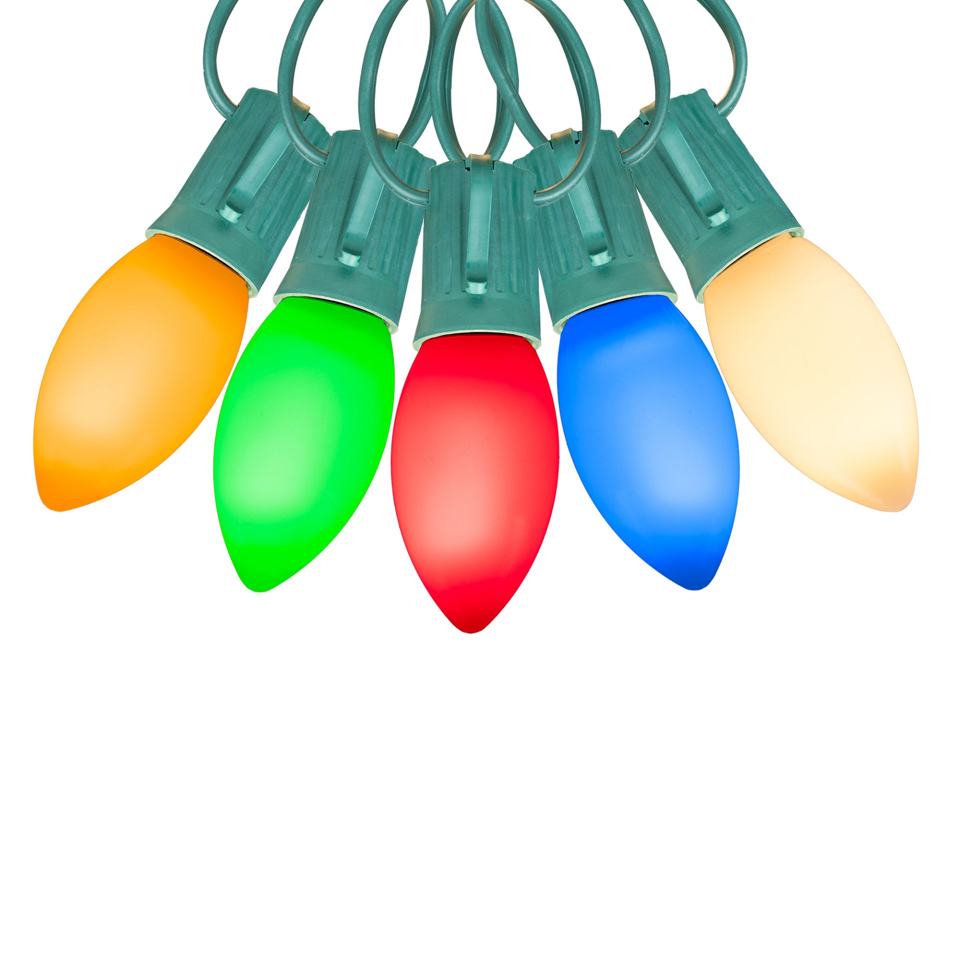 LED C9 Plastic 25L Ceramic Multi Color Light Set 25' Green Wire ...