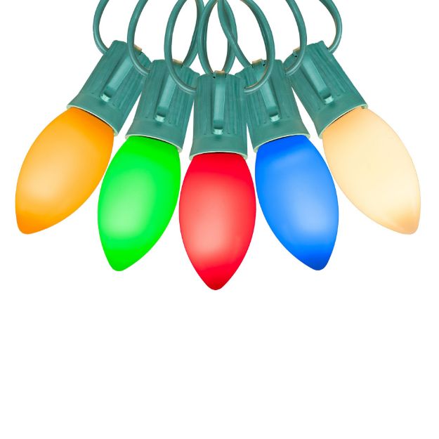 LED C9 Plastic 25L Ceramic Multi Color Light Set 25' Green Wire ...