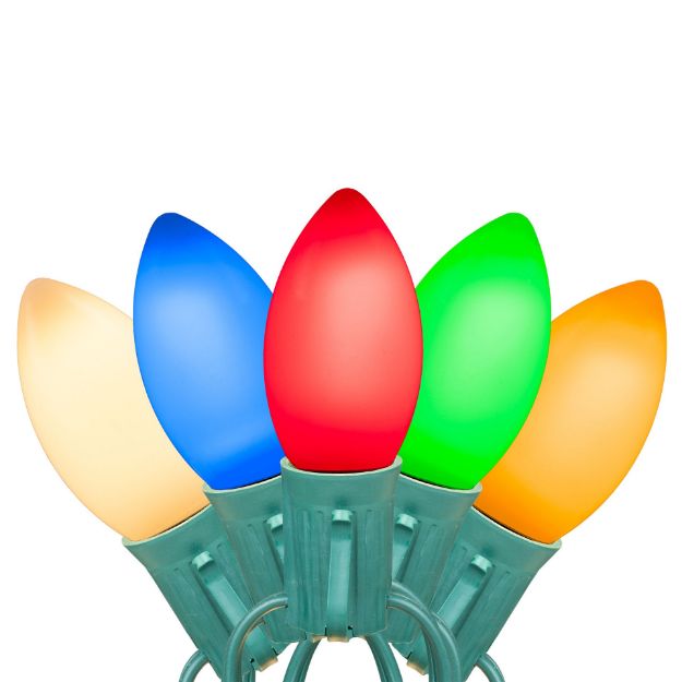 LED C9 Plastic 25L Ceramic Multi Color Light Set 25' Green Wire ...