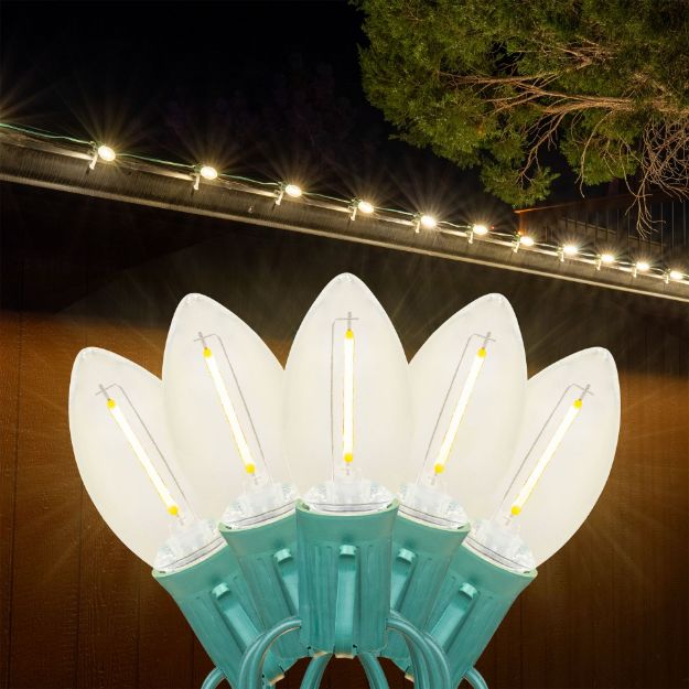 LED C9 Plastic 25L Warm White Filament Light Set 25' Green Wire ...