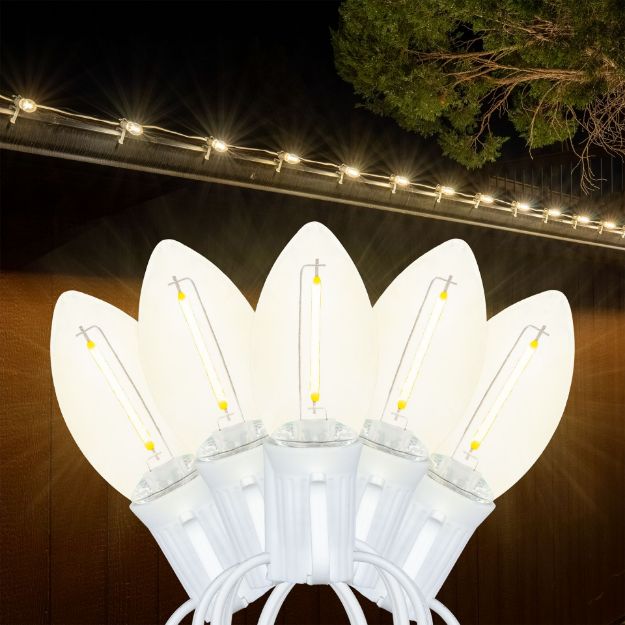 LED C9 Plastic 25L Warm White Filament Light Set 25' White Wire ...