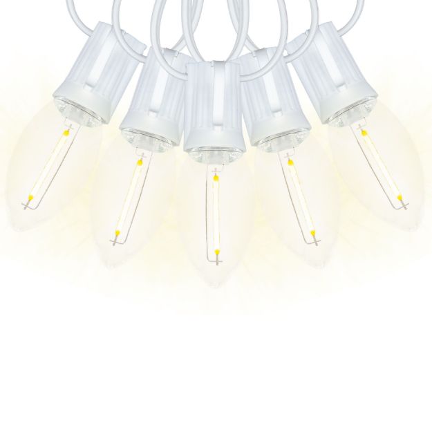 LED C9 Plastic 25L Warm White Filament Light Set 25' White Wire ...
