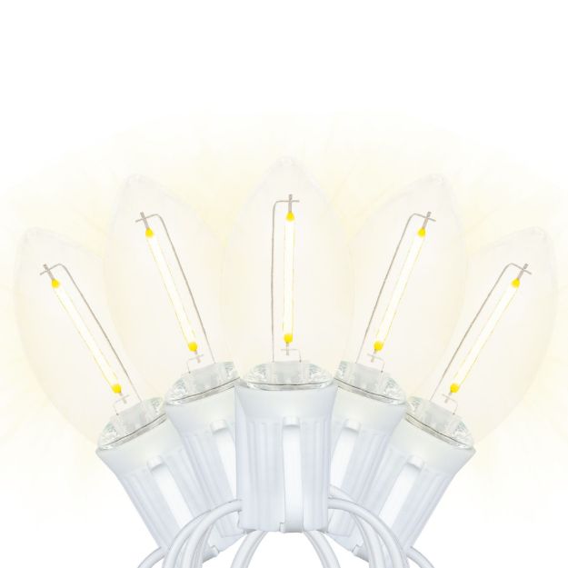 LED C9 Plastic 25L Warm White Filament Light Set 25' White Wire ...