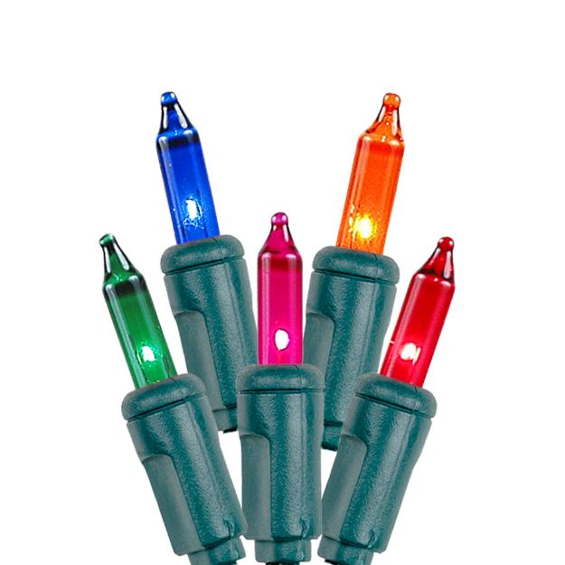 Multi Colored Christmas Mini Light Set 50 Light Green WireNovelty ...