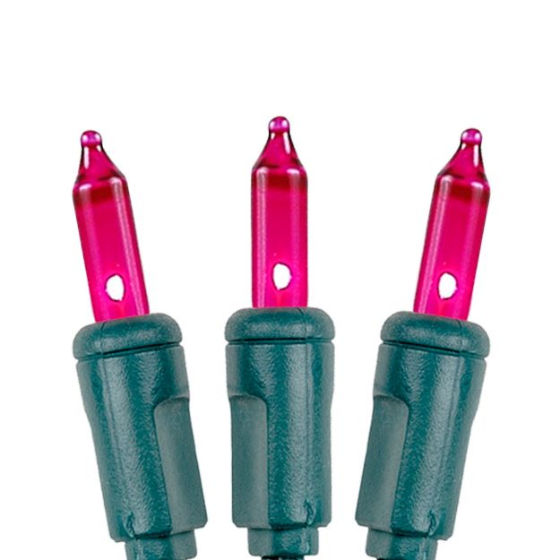 Pink Christmas Mini Light Set 50 Light Green Wire 11 Feet Long ...