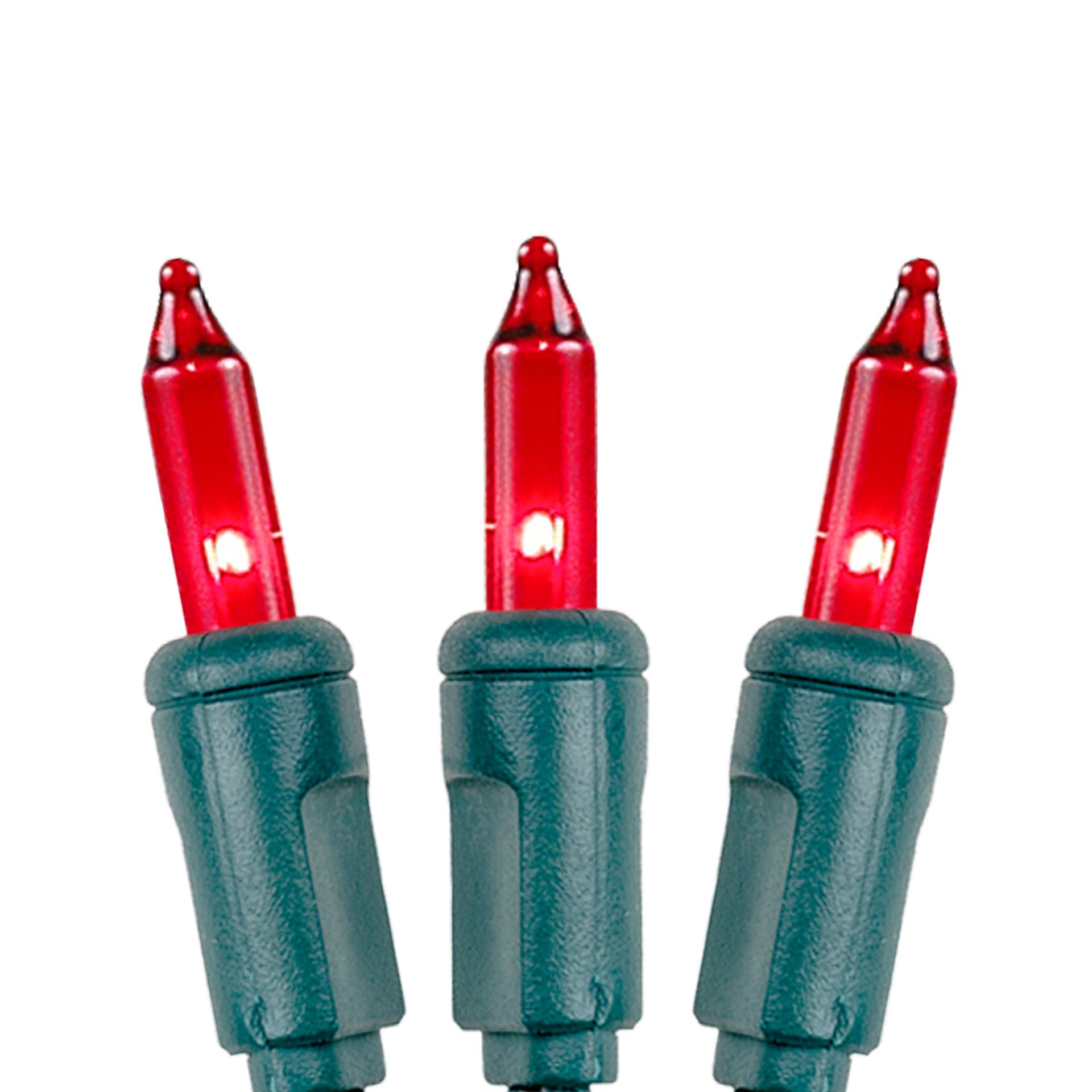 Red Christmas Mini Light Set 50 Light Green Wire 11 Feet Long - Novelty ...