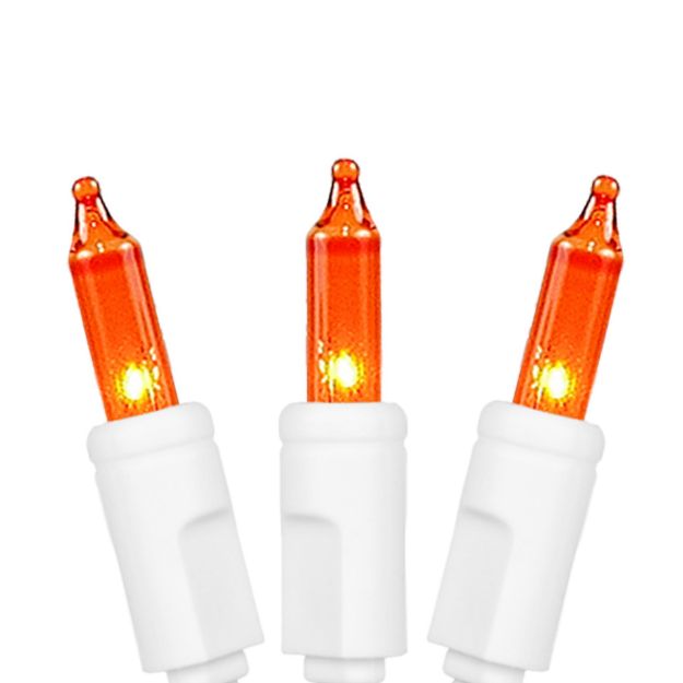 Amber/Orange Christmas Mini Light Set 50 Light White Wire 11 Feet Long ...