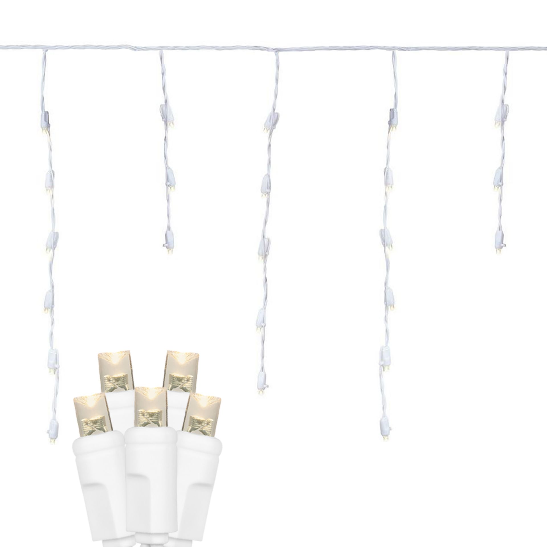 *NEW* True Twinkle Warm White LED Icicle Lights on White Wire - Novelty ...