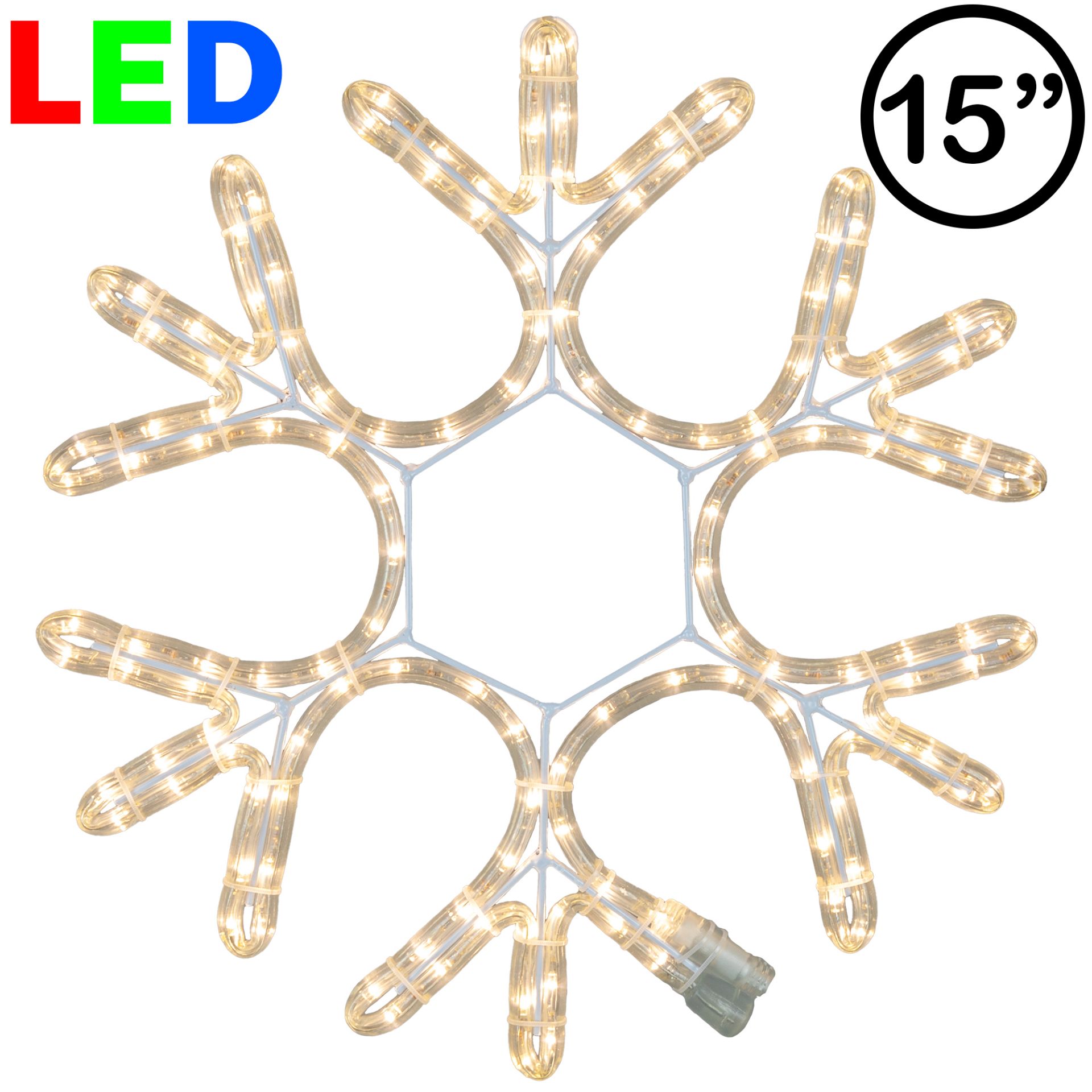 15" LED Rope Light Snowflake Warm White - Novelty Lights IncNovelty ...