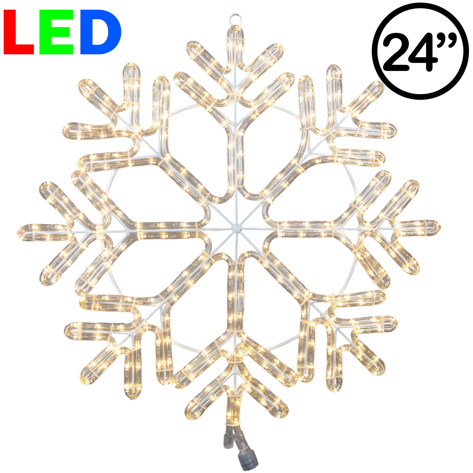 24" Warm White LED Rope Light Snowflake - Novelty Lights IncNovelty ...