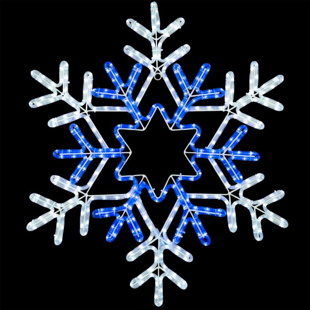 30" Deluxe Pure White & Blue LED Rope Light Snowflake - Novelty Lights ...