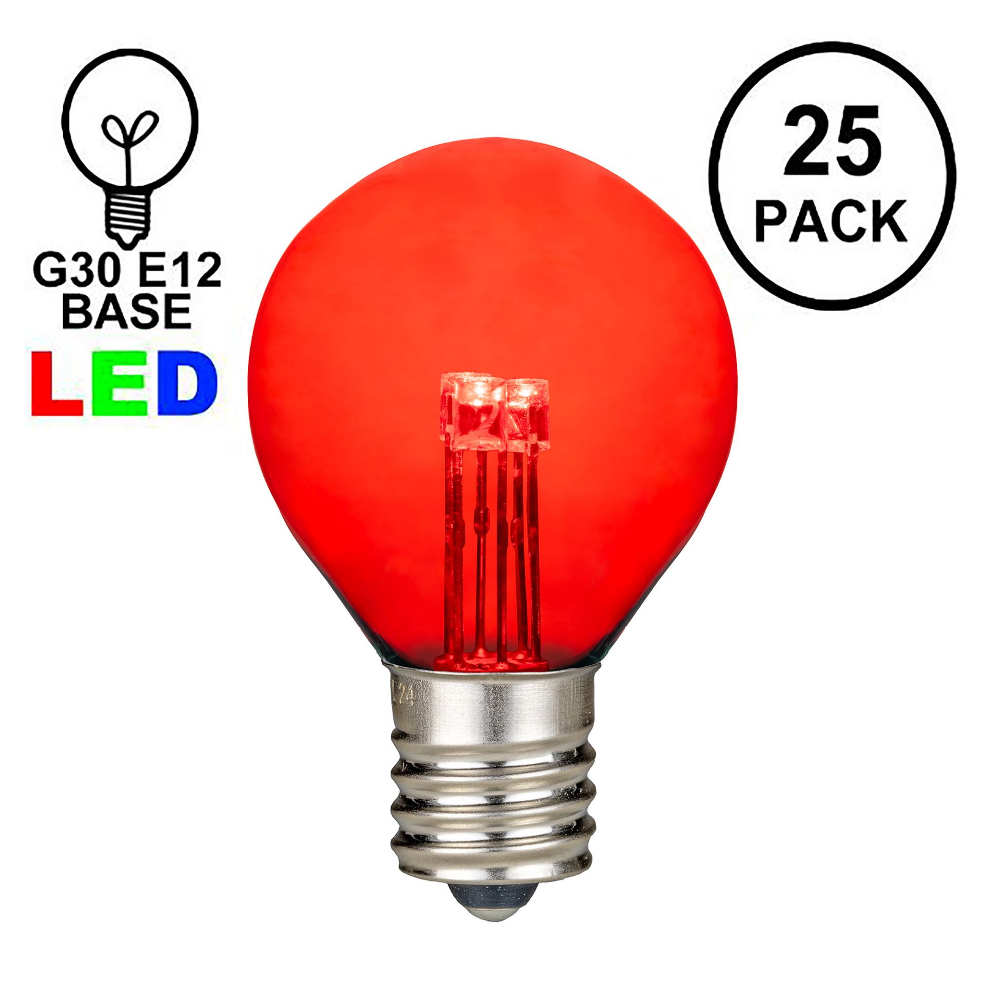 Red LED G30 Glass Globe Light Bulbs - Novelty Lights Novelty Lights ...