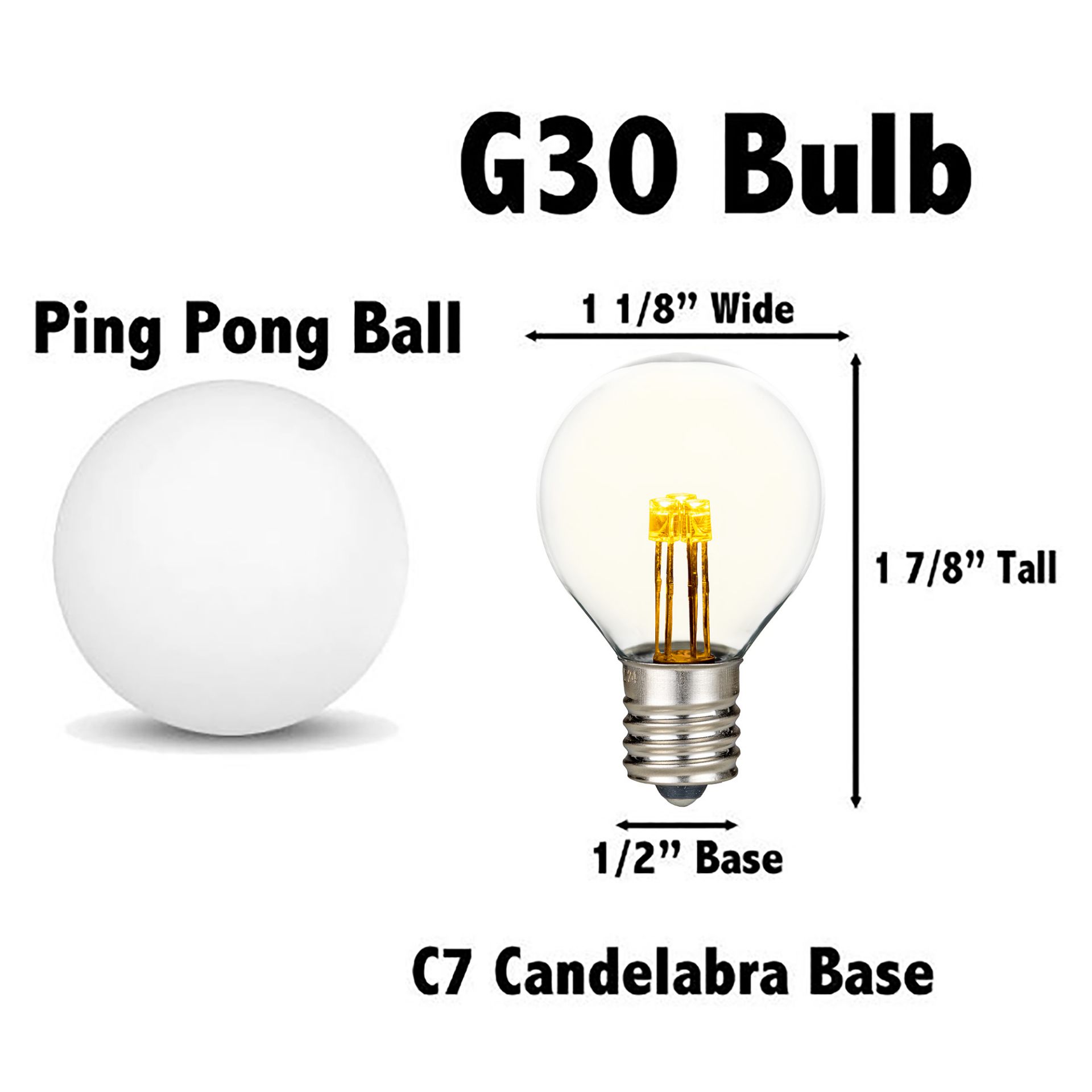 Warm White LED G30 Glass Globe Light Bulbs - Novelty Lights Novelty ...