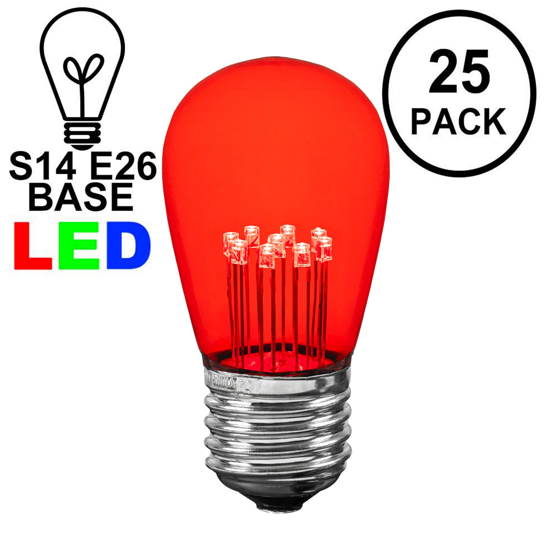 Red LED S14 Bulbs with 9 LED's - Novelty Lights IncNovelty Lights | LED ...