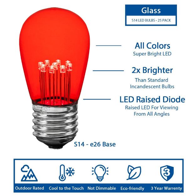 Assorted multi Color LED S14 Bulbs with 9 LED's - Novelty Lights ...