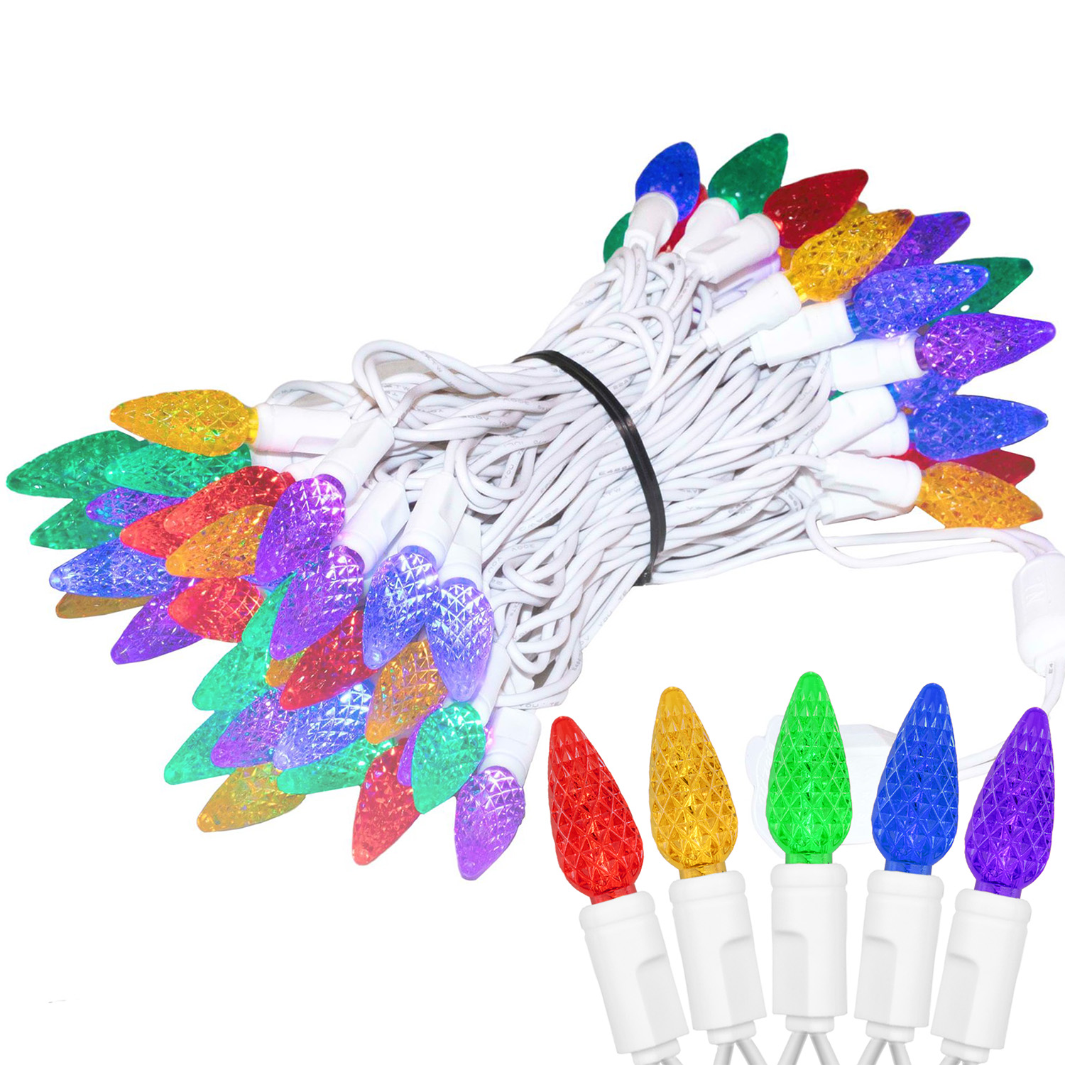 Commercial C6 LED 70 Light Multi White Wire Strawberry Mini ...