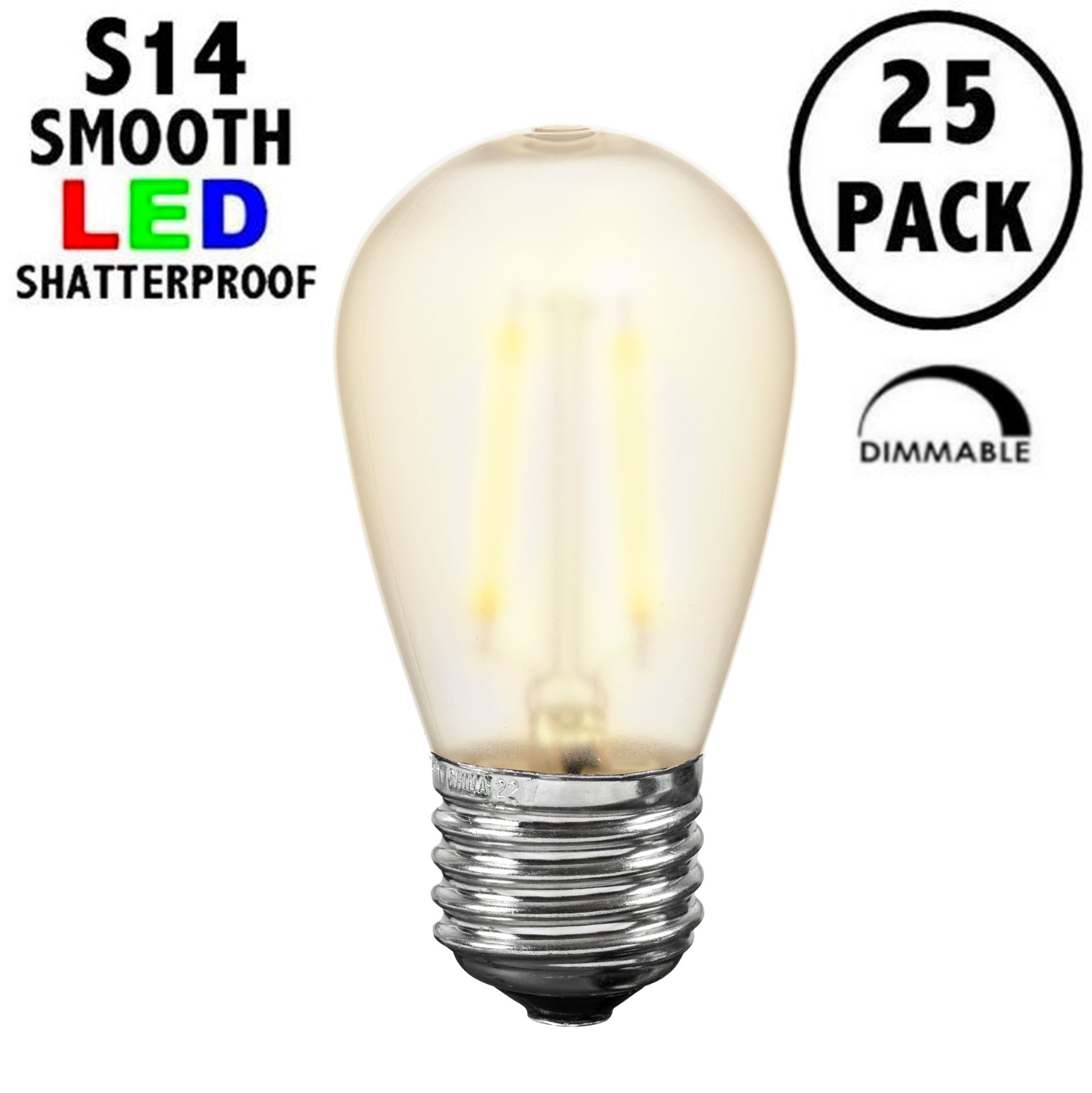 Frosted Warm White LED S14 Bulbs with Filament LED - Novelty Lights ...