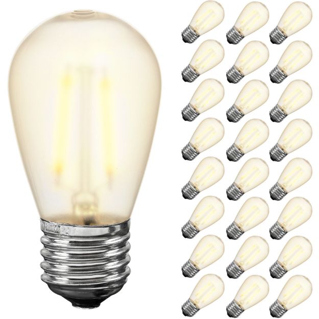 Frosted Warm White LED S14 Bulbs with Filament LED - Novelty Lights ...