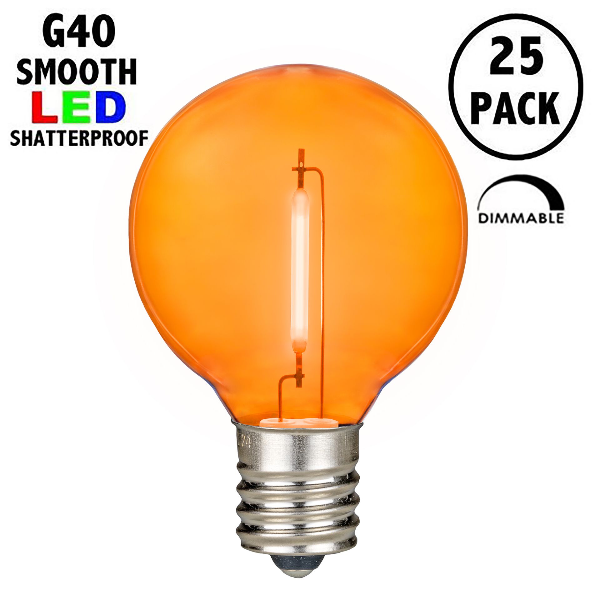 Orange LED G40 plastic Globe Light Bulbs - Novelty Lights Novelty ...