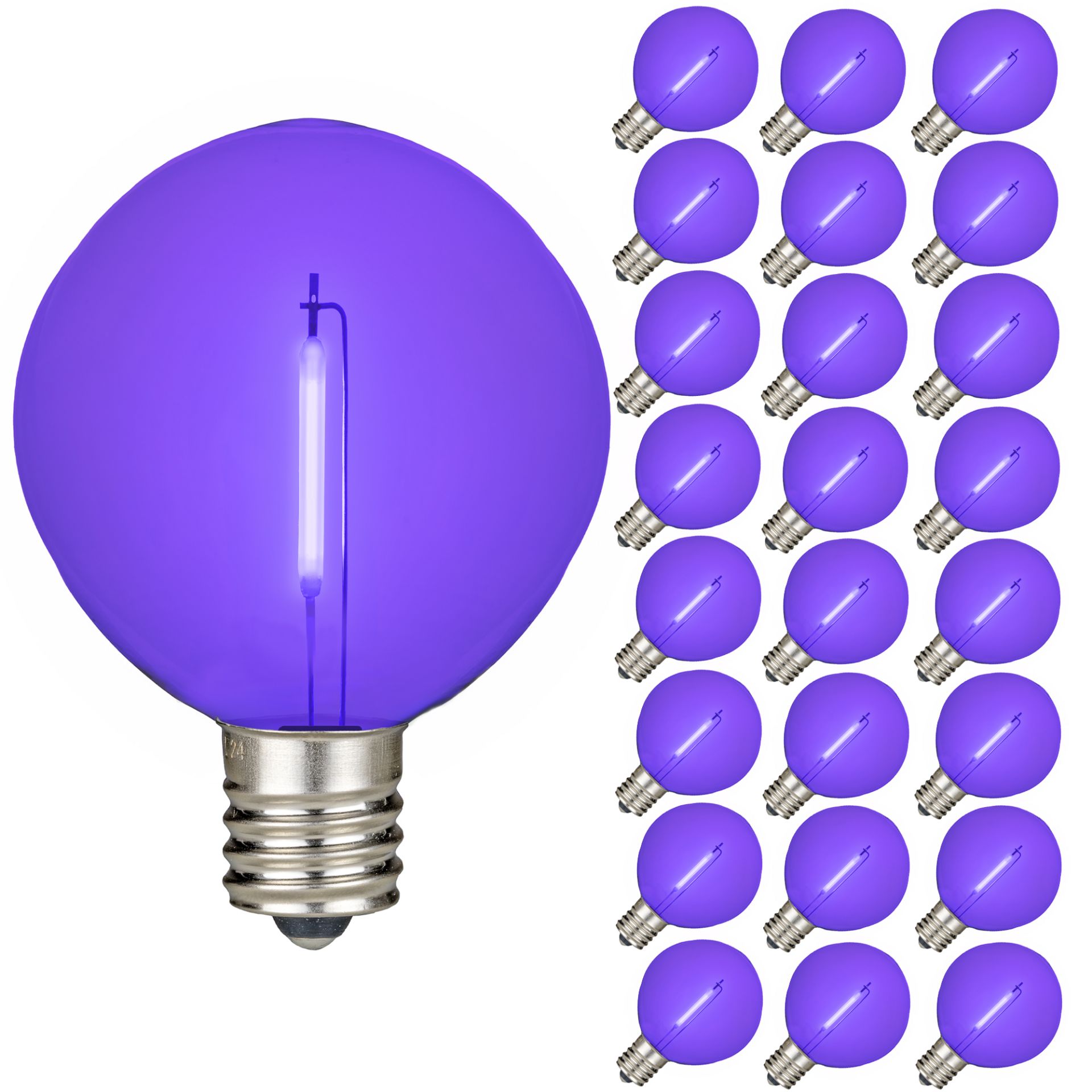 Purple LED G50 Plastic Filament Globe Bulbs - Novelty LightsNovelty ...