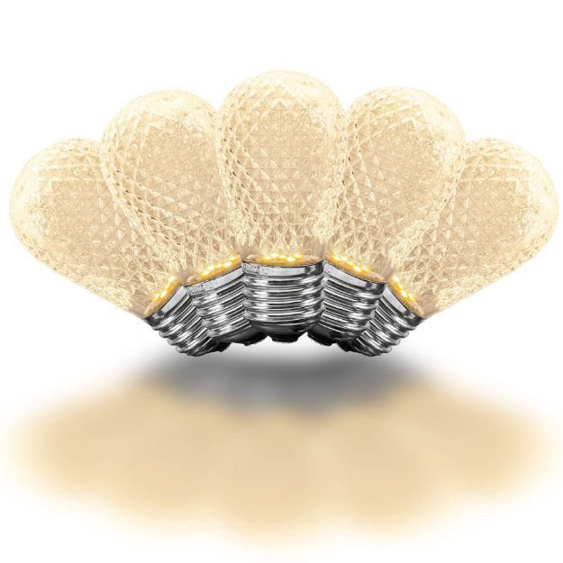 Warm White Diamond Faceted S14 LED Medium Base 25pk - Novelty Lights ...