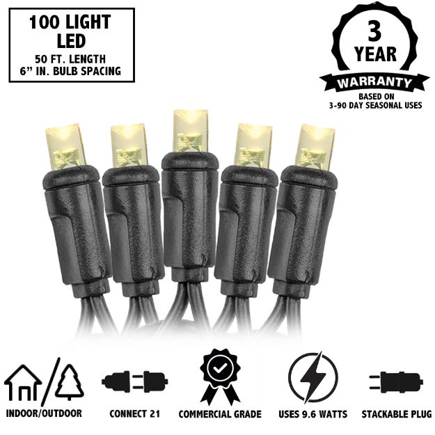 5mm Black Wire Warm White 100 Bulb LED Christmas Lights Sets - Novelty ...